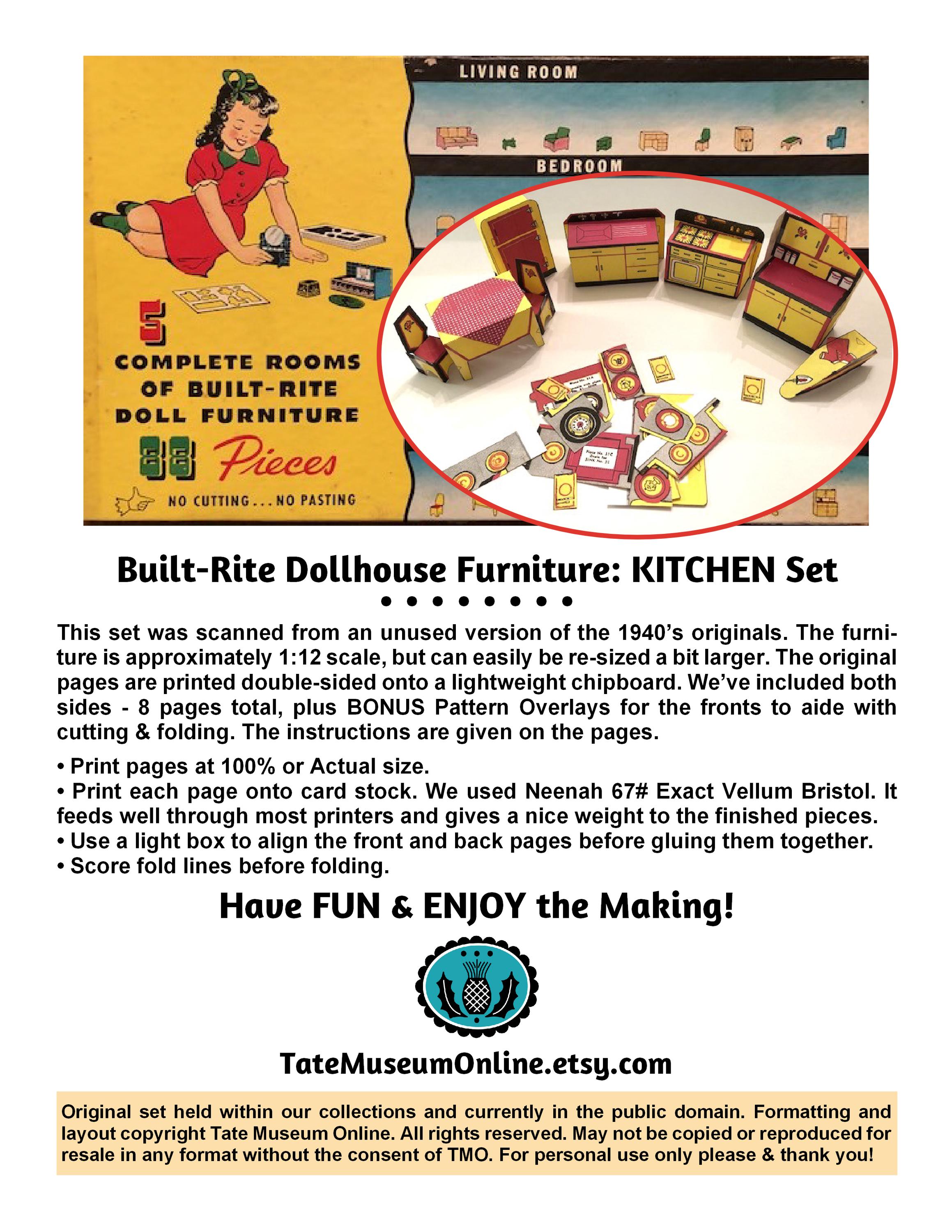 Dollhouse Furniture _ Vintage Repro _ Built Rite KITCHEN Set Cut-outs ...