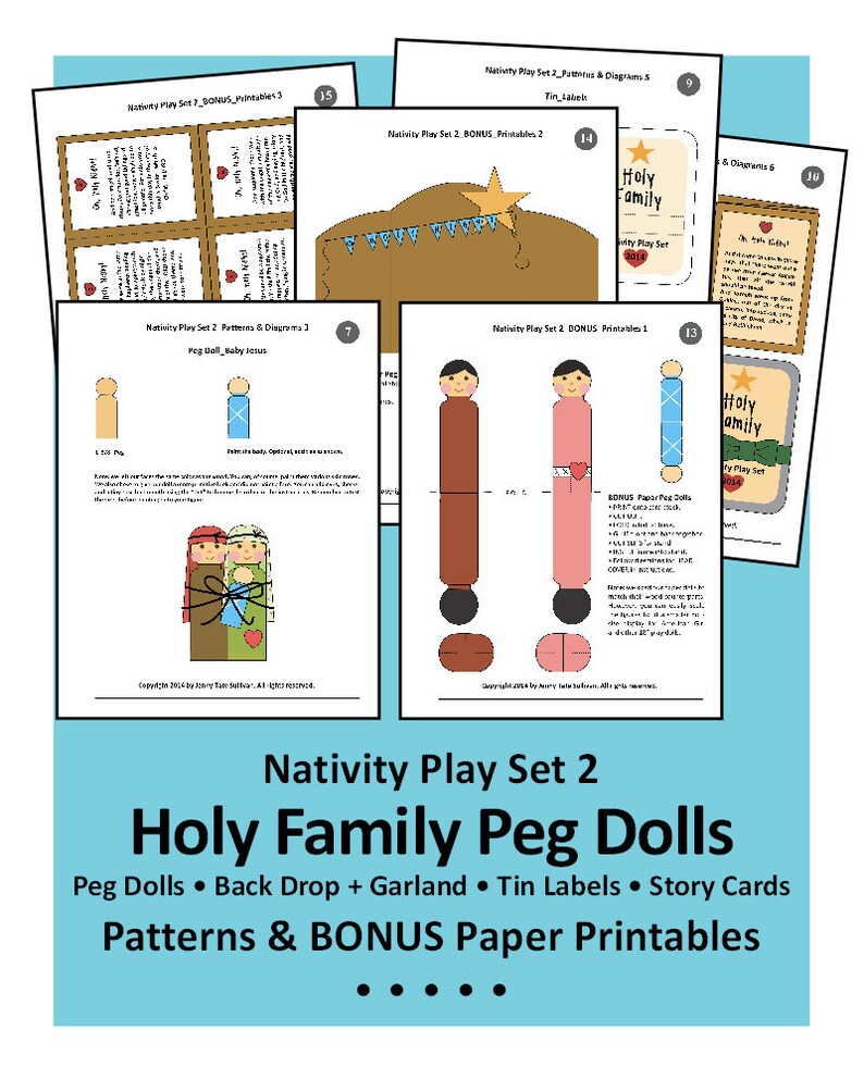 Christmas Peg Doll Pattern NATIVITY Set PERSONALIZE + Printables, Back ...