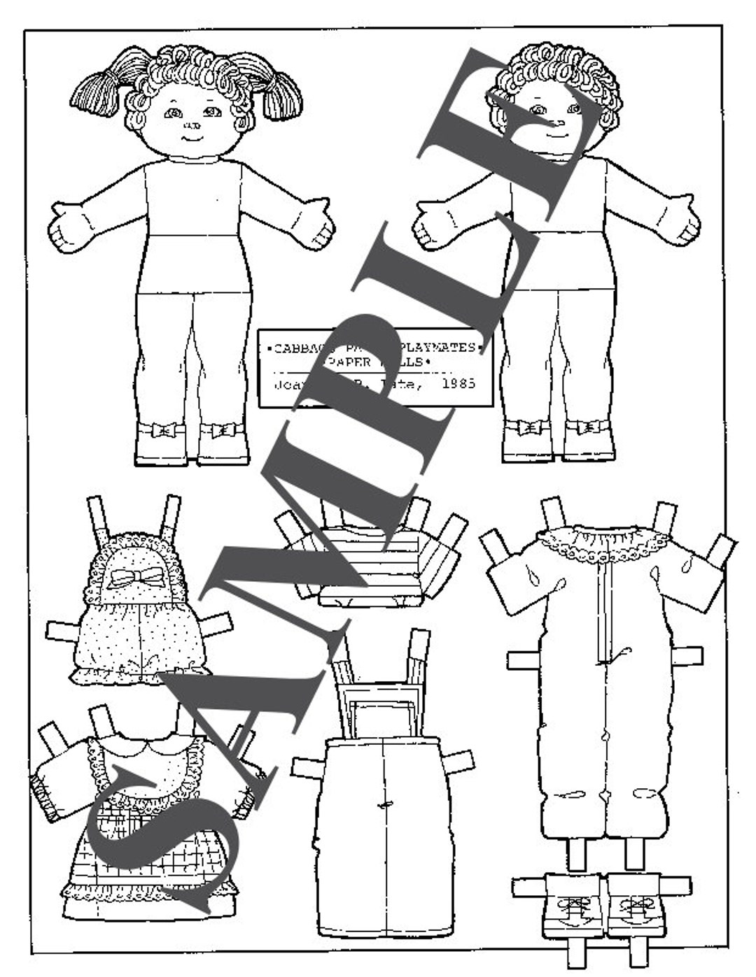 Paper Doll_cabbage Patch Playmates + Koosas Dolls_b&w Coloring Book ...