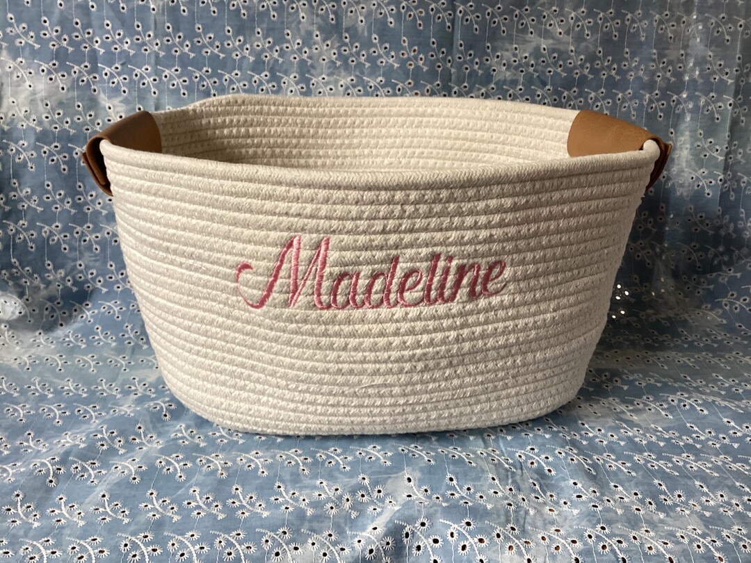 Personalized, Embroidered, Braided, Rope Basket, With Optional ...