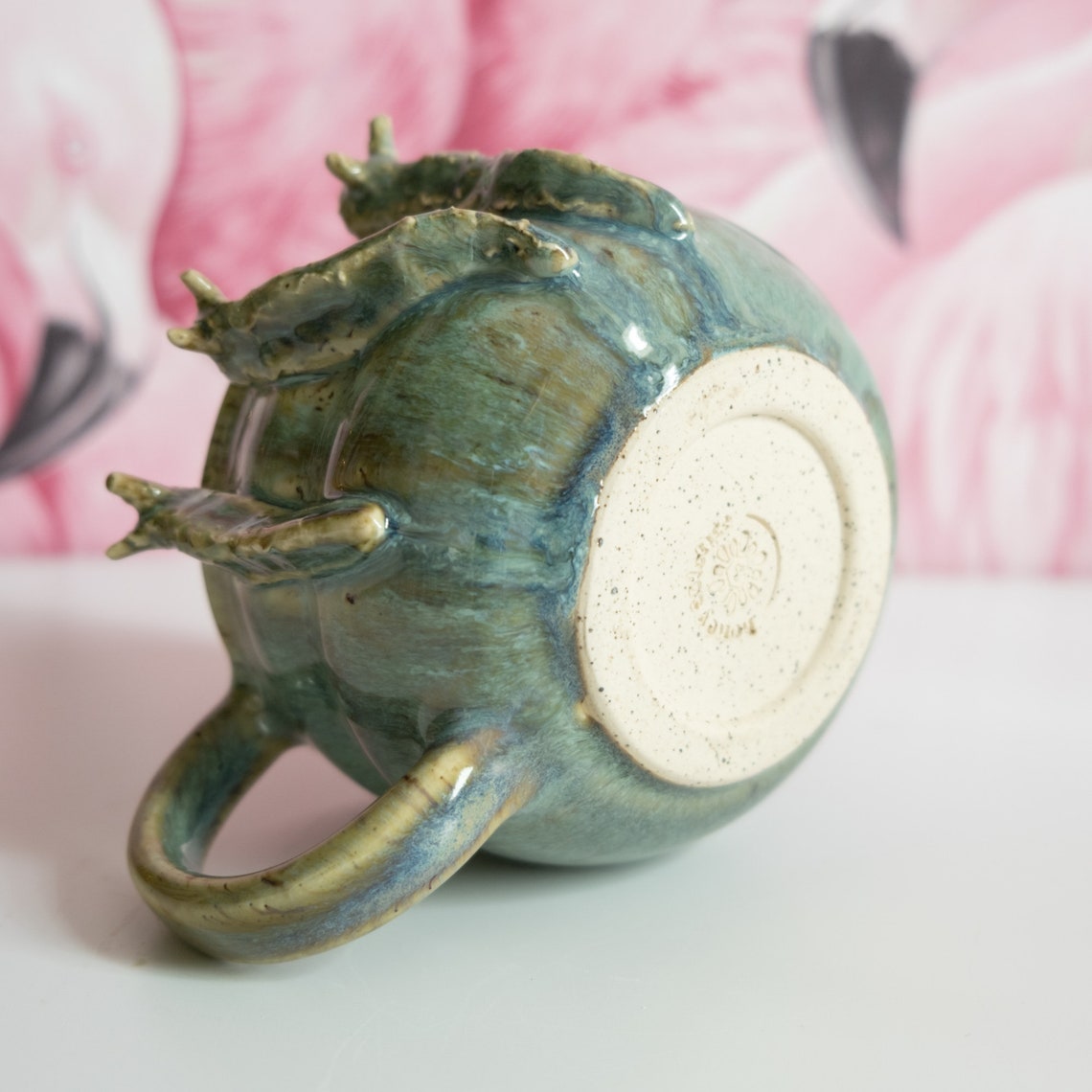 Sculpted Slug Bubble Mug Carved Creature Pottery Playful Shape Mossy ...