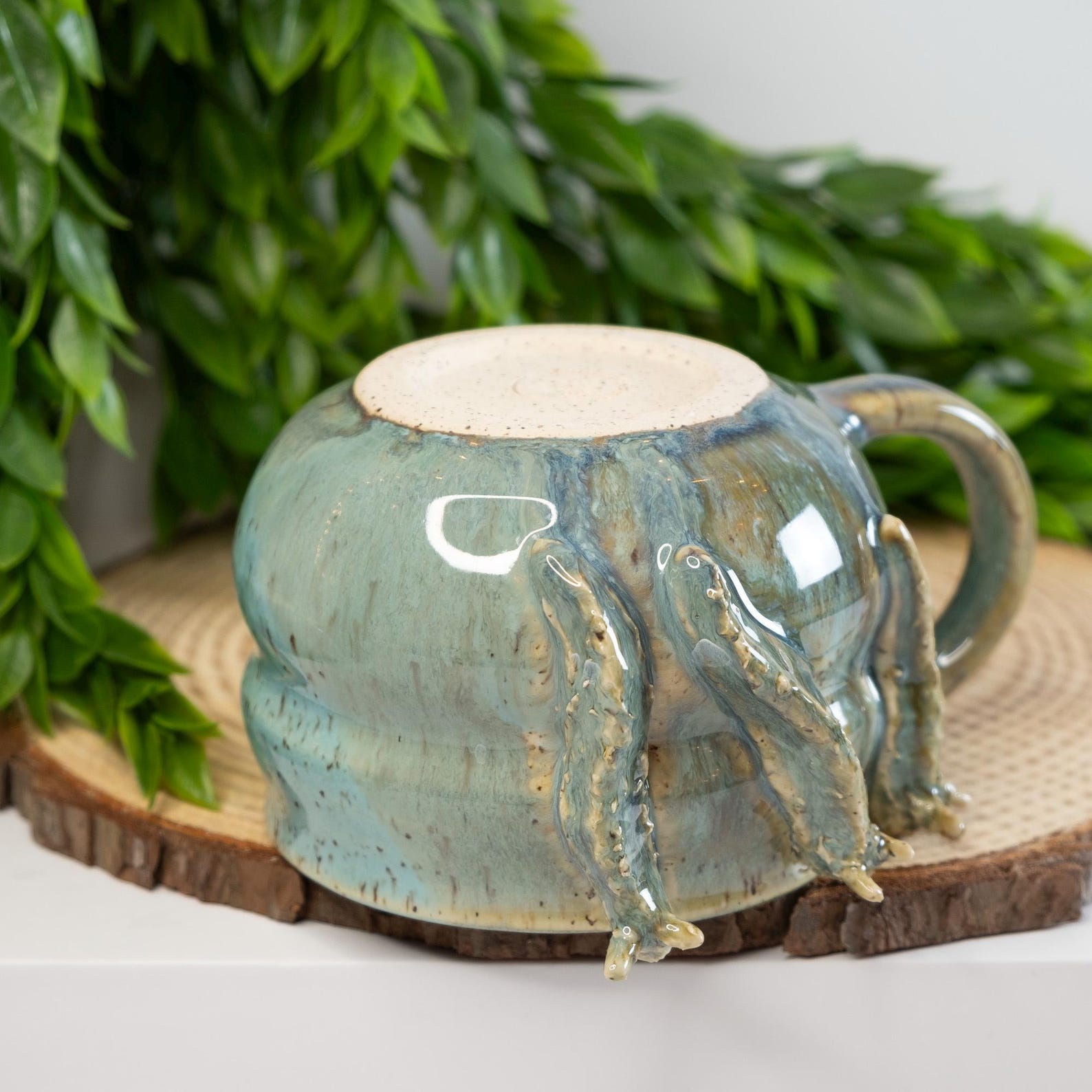 Sculpted Slug Bubble Mug | Carved Creature Pottery Playful Shape Mossy ...