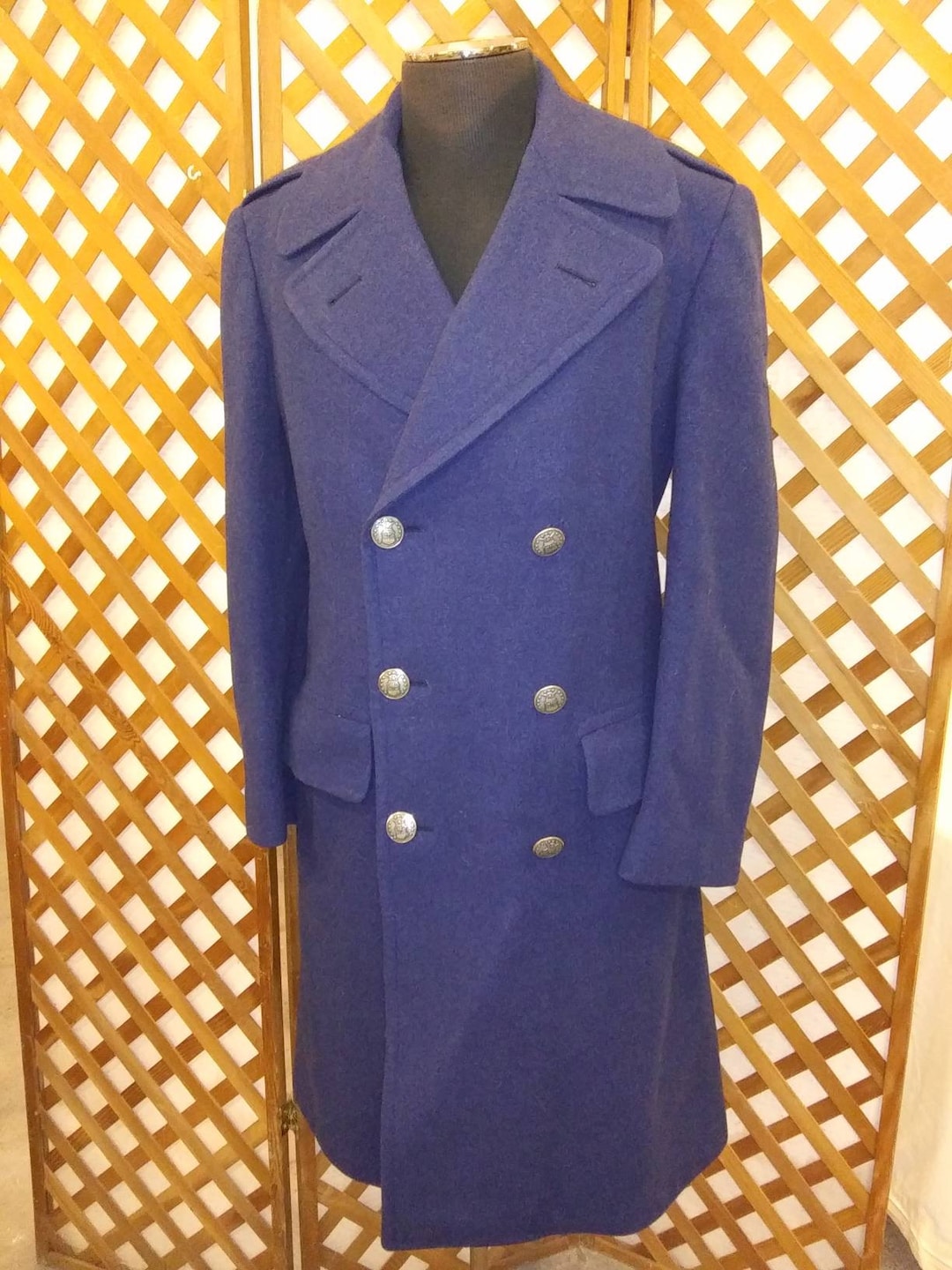 USAF Vintage Air Force Heavy Wool Overcoat Double Breasted Uniform 35l ...