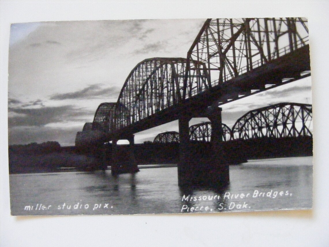 Pierre Sd South Dakota Missouri River Bridge Rppc Real Photo Etsy