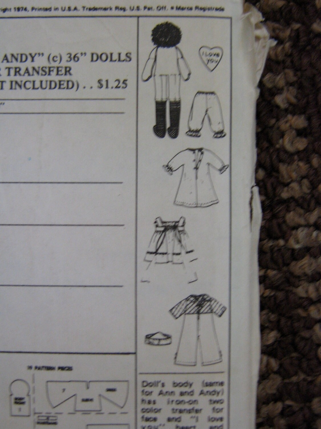 Life Size 36 Raggedy Ann and Andy Doll's Vintage Mccall's Sewing ...