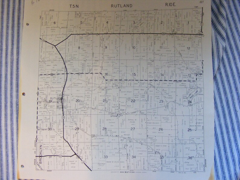 Vintage Assessors Plat Map Dane County WI Rutland and Springdale ...