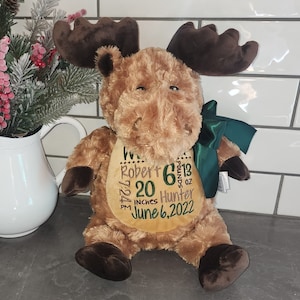 Personalized Moose Stuffed Animal, Personalized Baby Gift , Birth ...