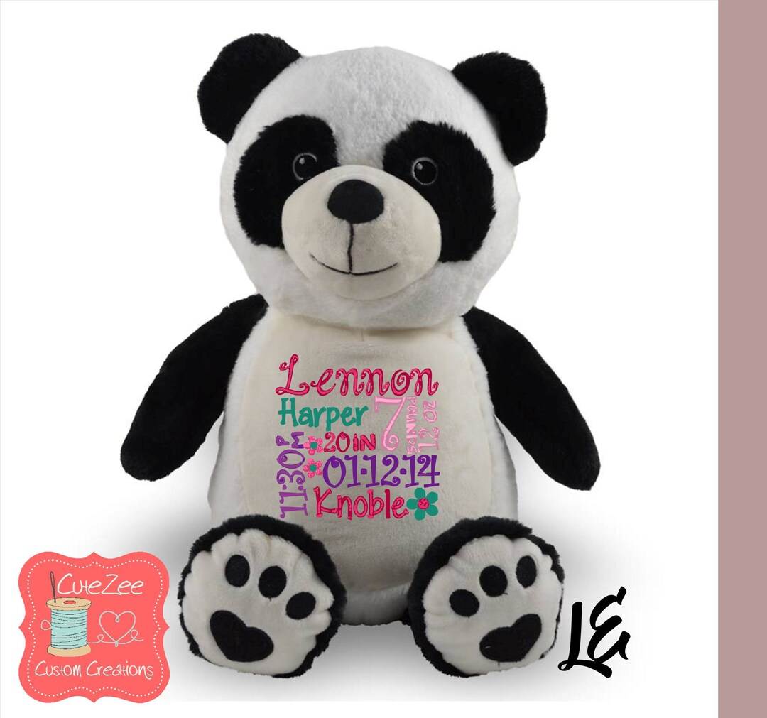 Personalized Panda Bear Stuffed Animal, Personalized Baby Gift , Birth ...