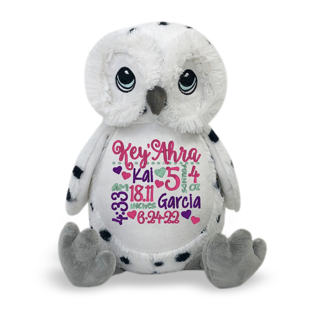 Personalized Owl, Stuffed Animal, Personalized Baby Gift , Birth ...
