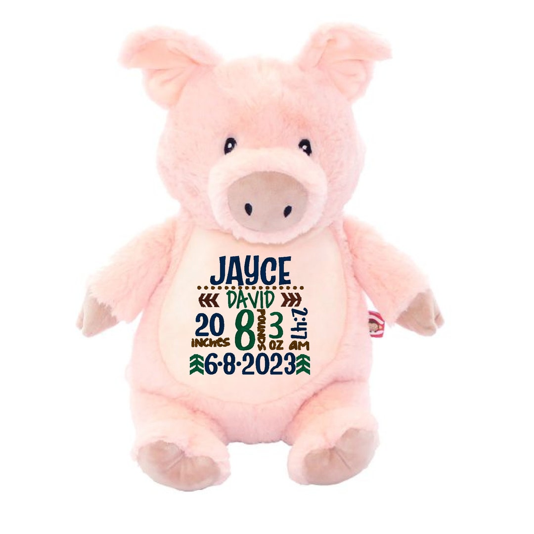Personalized Pig, Personalized Stuffed Animal, Birth Announcement ...
