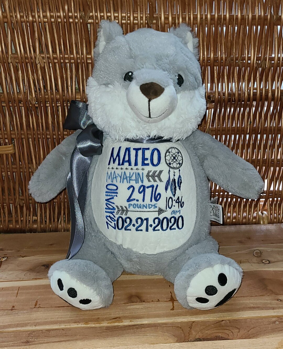 Personalized Wolf Stuffed Animal, Personalized Baby Gift , Birth ...