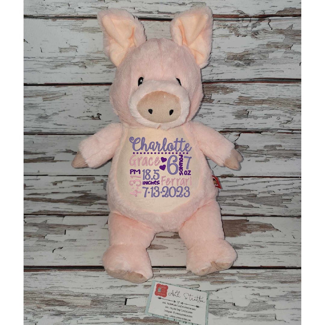 Personalized Pig, Personalized Stuffed Animal, Birth Announcement ...