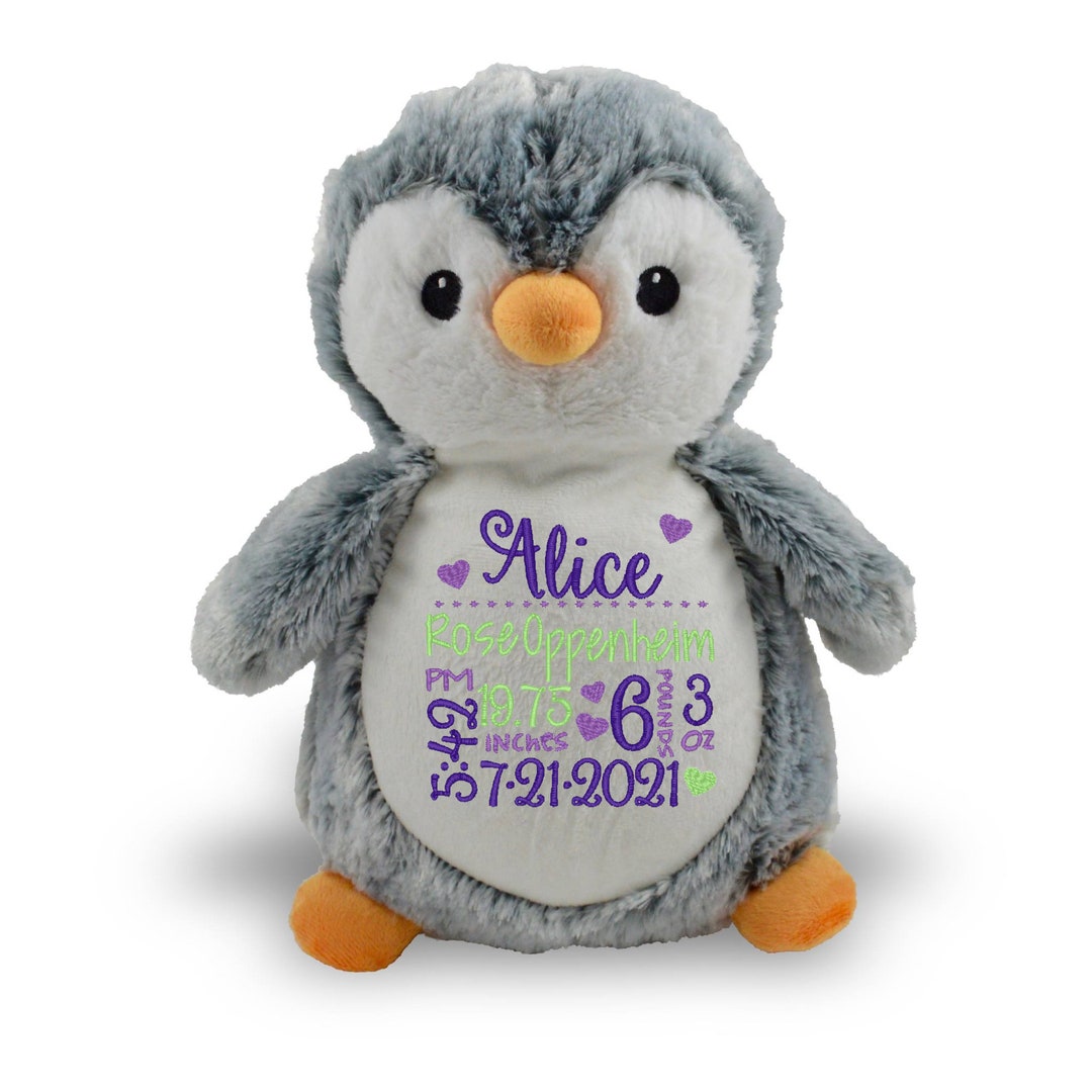 Personalized Penguin, Stuffed Animal, Personalized Baby Gift , Birth ...