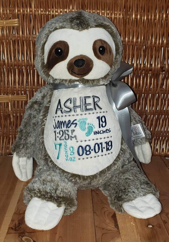 Personalized SLOTH Stuffed Animal Personalized Baby Gift | Etsy