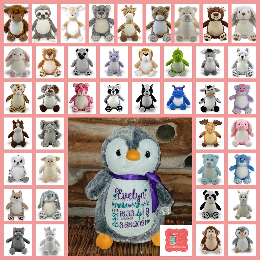 Personalized Penguin, Stuffed Animal, Personalized Baby Gift , Birth ...