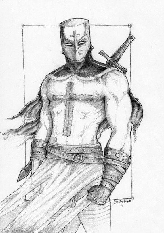 Articles similaires à Chevalier templier médiéval/fantastique dessin ...