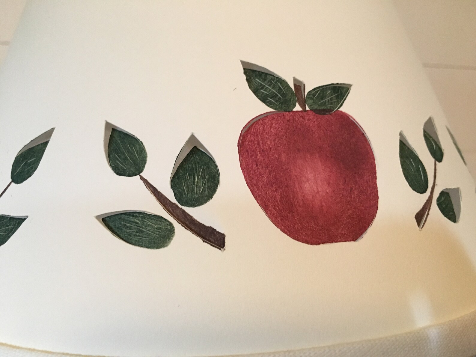 Cut and Pierced Stenciled Apple and Leaf Border Clip Top Shade | Etsy