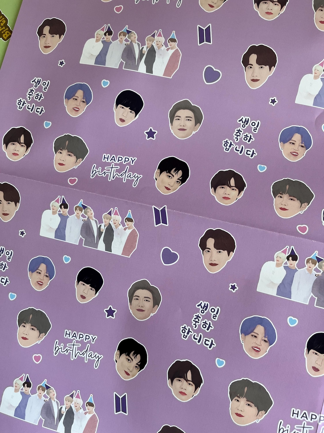 BTS Birthday Wrapping Paper | BTS Gift Wrap | Kpop Wrapping Paper | Bts ...