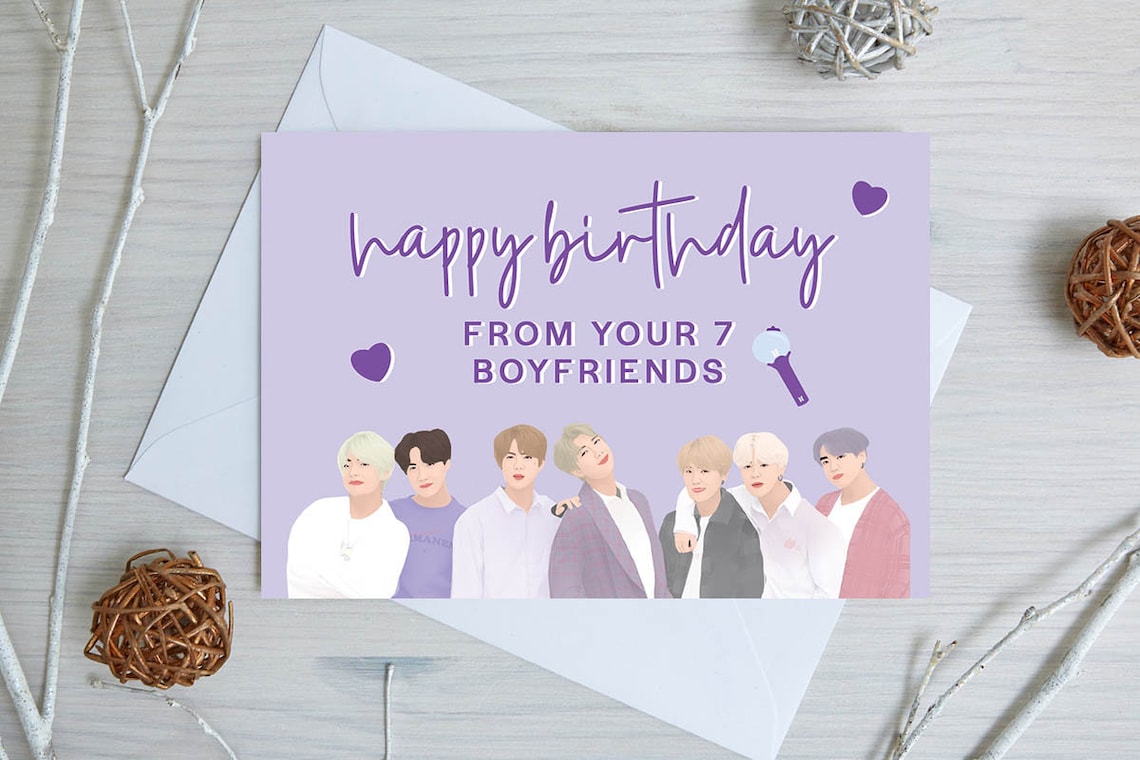 BTS Birthday Card, Bts Greeting Card, Taehyung Birthday Card, Bts ...