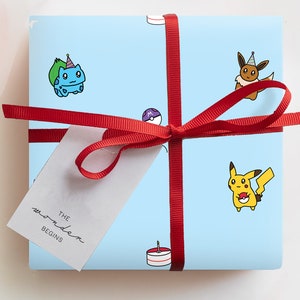 Pokemon Wrapping Paper Pokemon Gift Wrap Pikachu Wrapping | Etsy UK