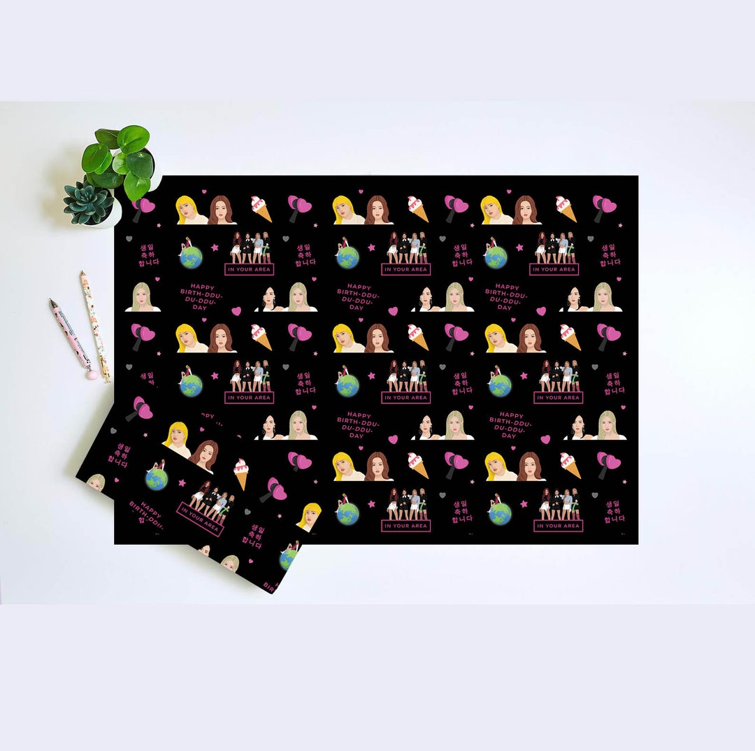 Blackpink Wrapping Paper Blackpink Gift Wrap Black Pink Wrapping Paper ...