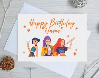 Personalised Kpop Card Birthday Demon Hunters Huntrix - Etsy UK
