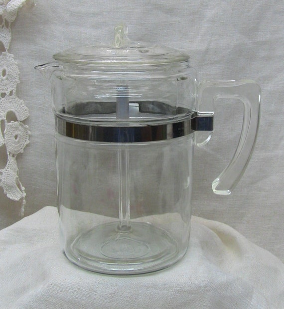 Pyrex 6 Cup Coffee Pot With Glass Stem and Basket Aluminum - Etsy