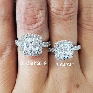 Cushion Cut Man Made Diamond Simulants Halo Promise Ring in - Etsy