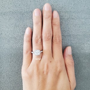 Cushion Cut Man Made Diamond Simulants Halo Promise Ring in - Etsy