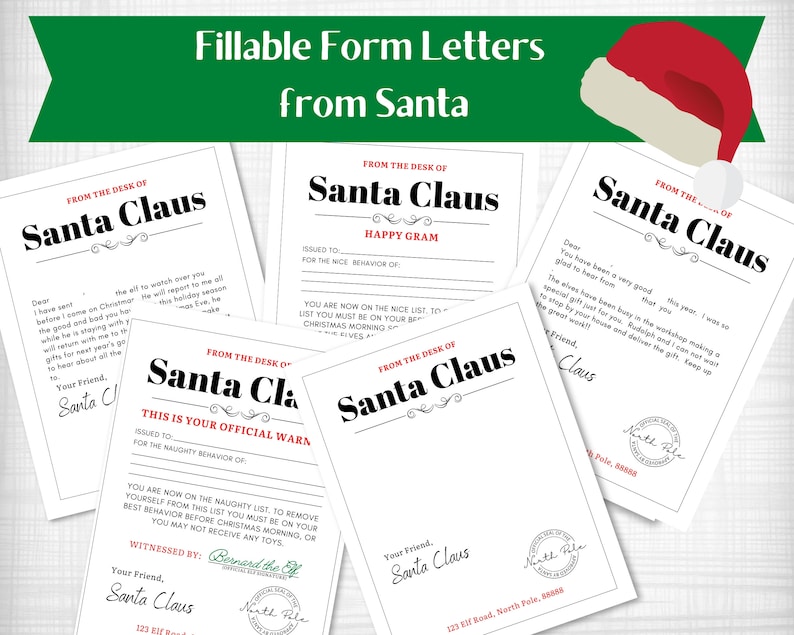 5 Fillable Letters From Santa - Etsy