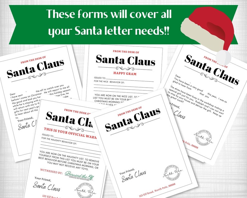 5 Fillable Letters From Santa - Etsy