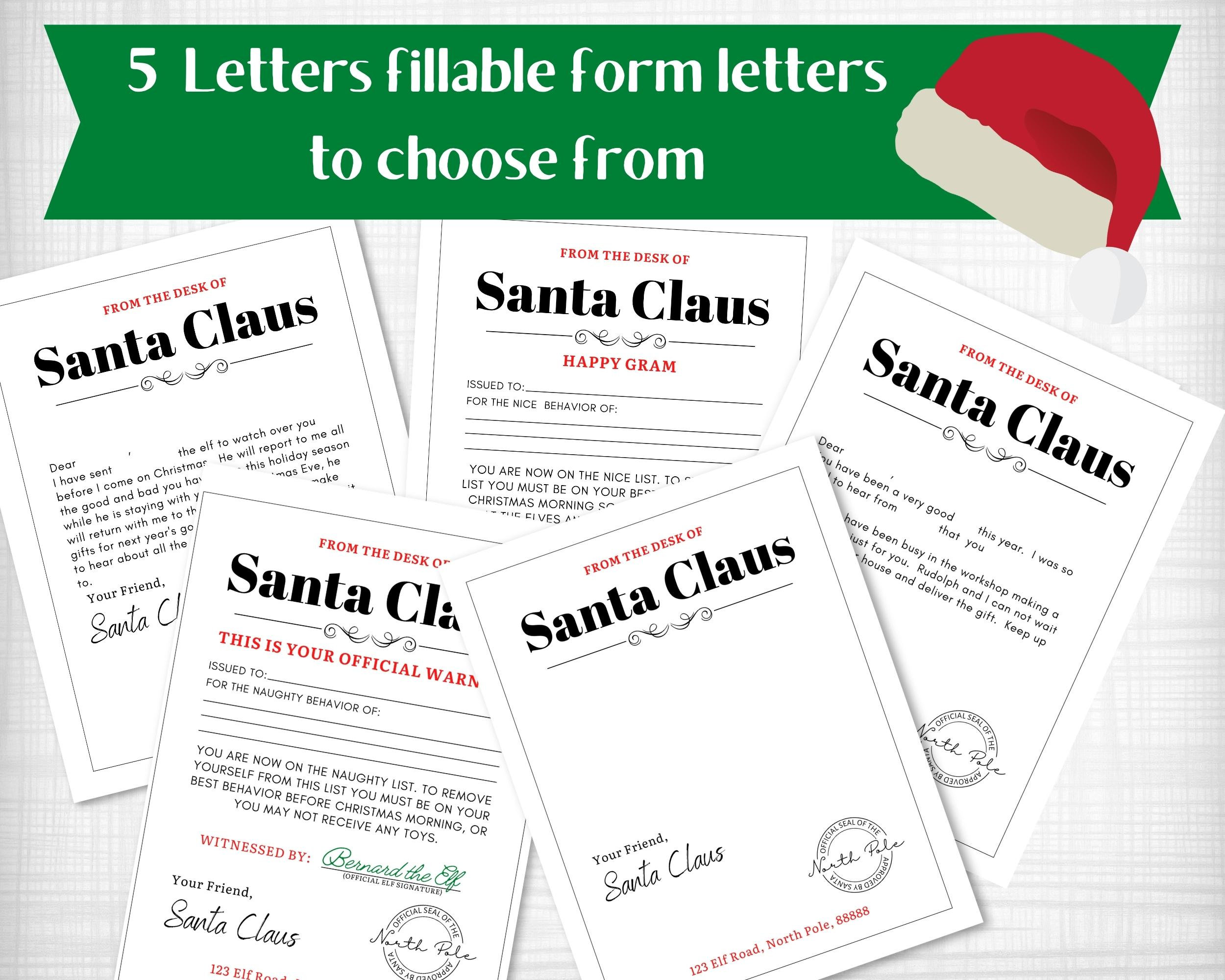 5 Fillable Letters From Santa - Etsy