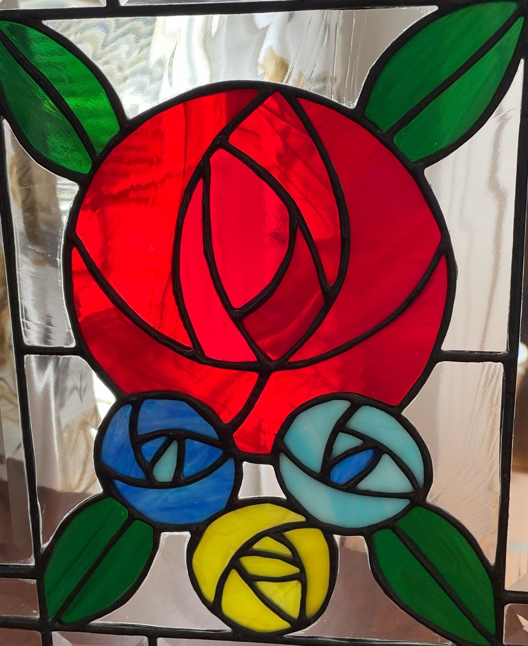 Stained Glass Macintosh Roses, Large Stained Glass, Hand Made, Size 15 ...