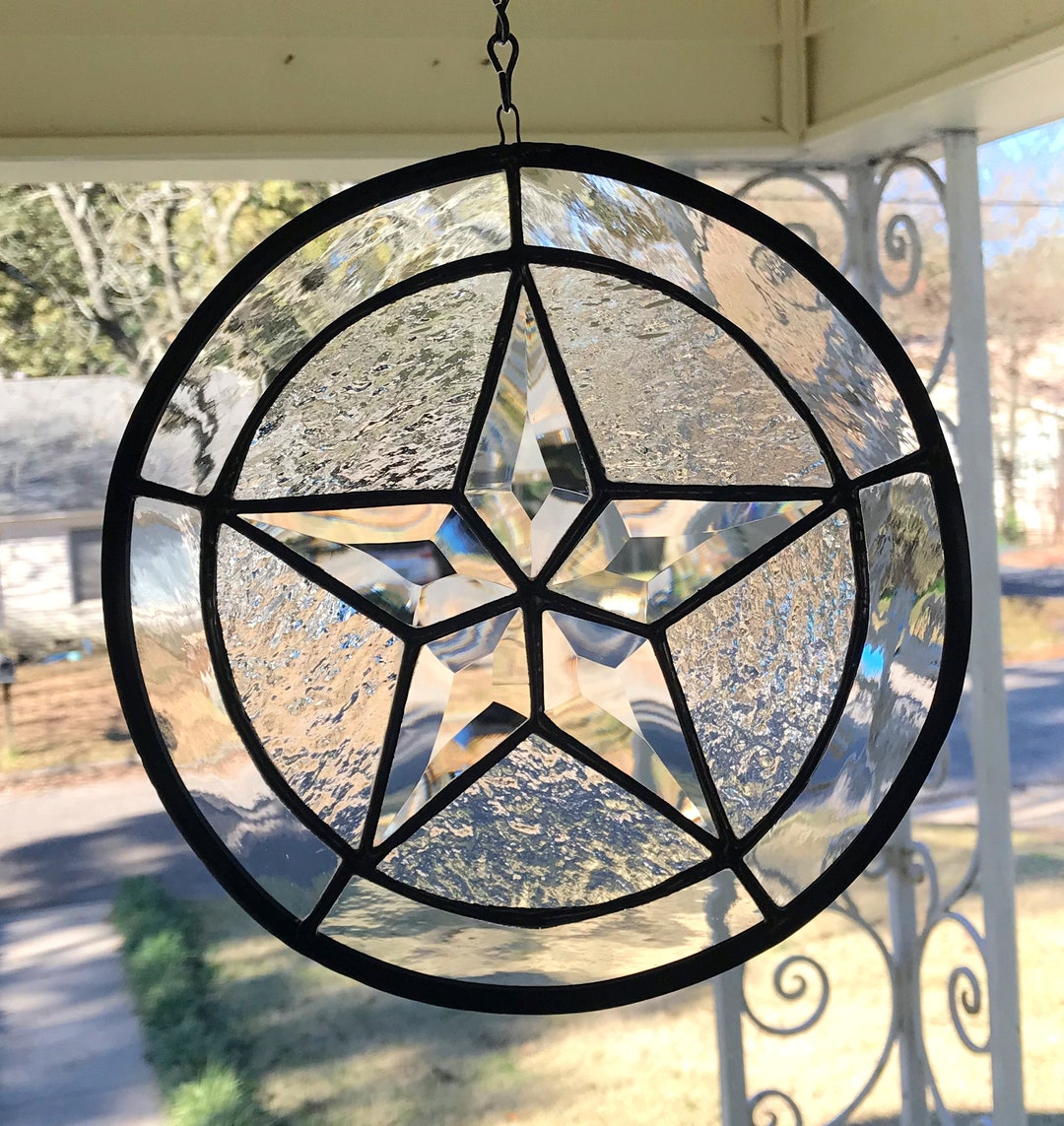 Texas Star Stained Glass Suncatcher With Crystal Clear Bevels - Etsy