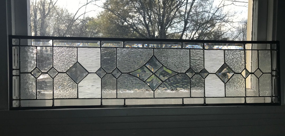 Transom Stained Glass Window Panel W/bevels Crystal Clear Glass ...