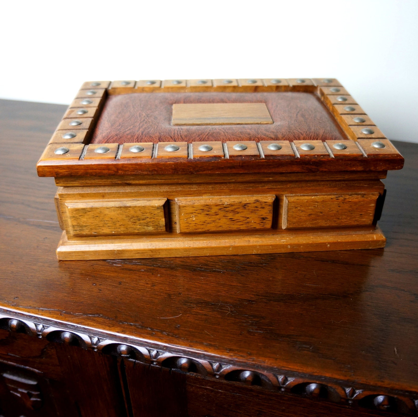 Gothic Trinket Box 1970s Vintage Wood Rivet Studded Treasure Keepsake ...