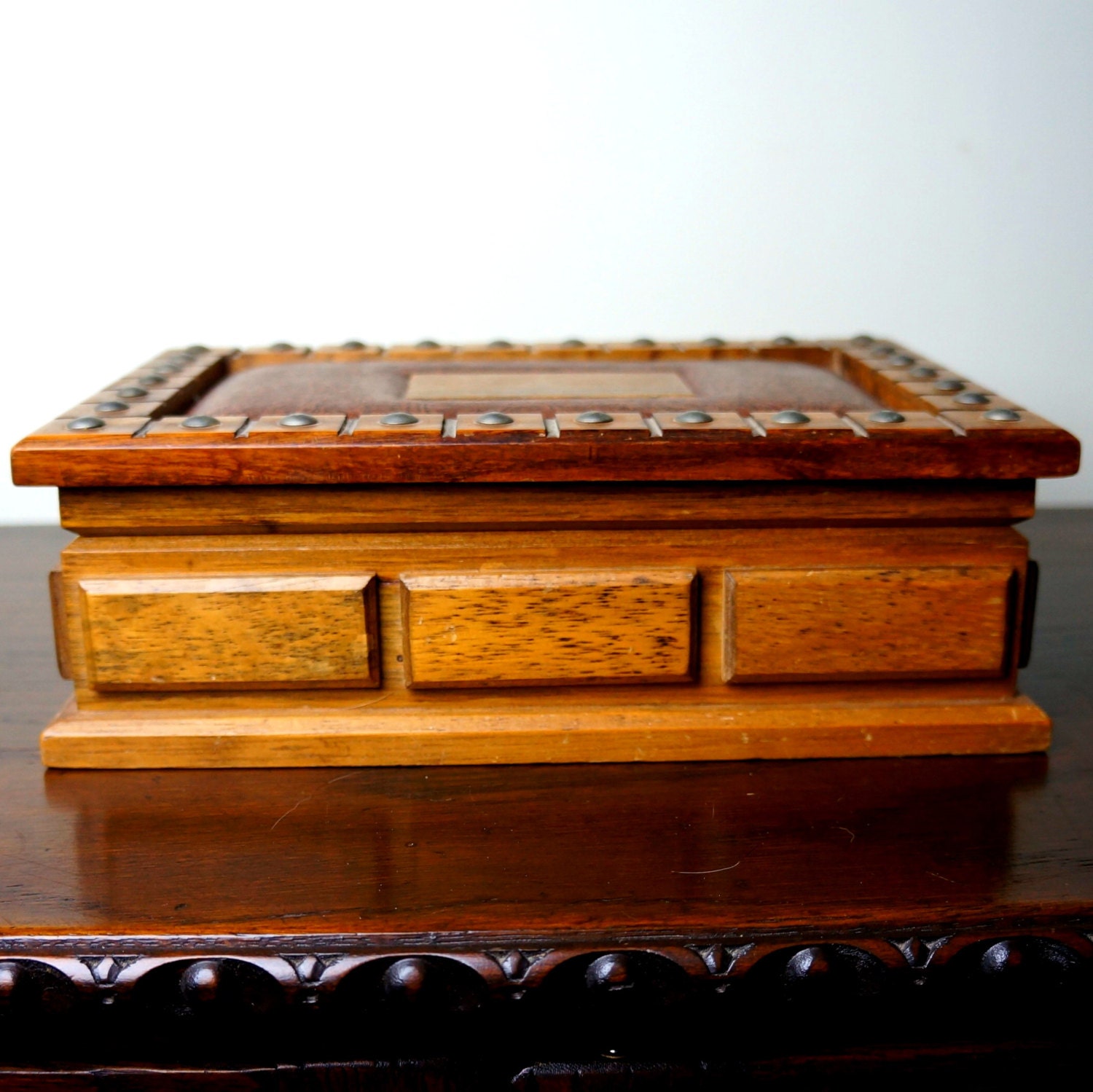 Gothic Trinket Box 1970s Vintage Wood Rivet Studded Treasure | Etsy