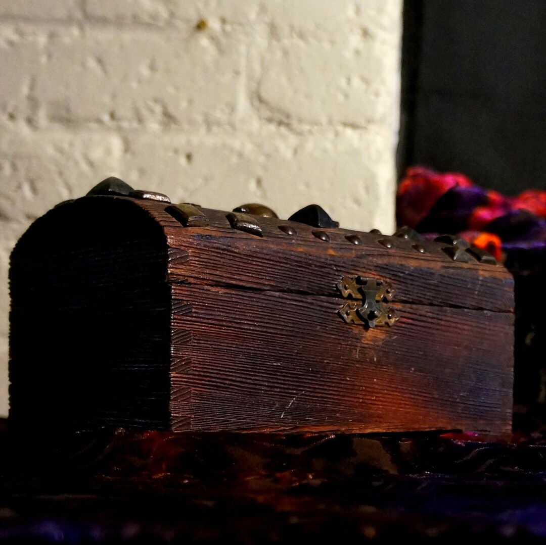 Rustic Treasure Chest 1970s Vintage Artisan Handcrafted Studded Wood ...