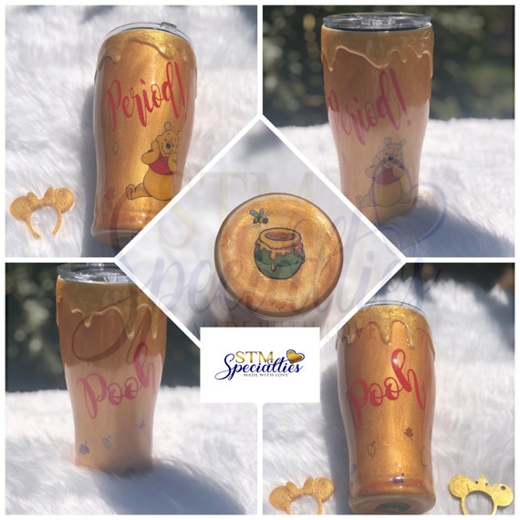 Period Pooh Bear Drip Tumbler Mica Powder Gold Pooh Bear - Etsy