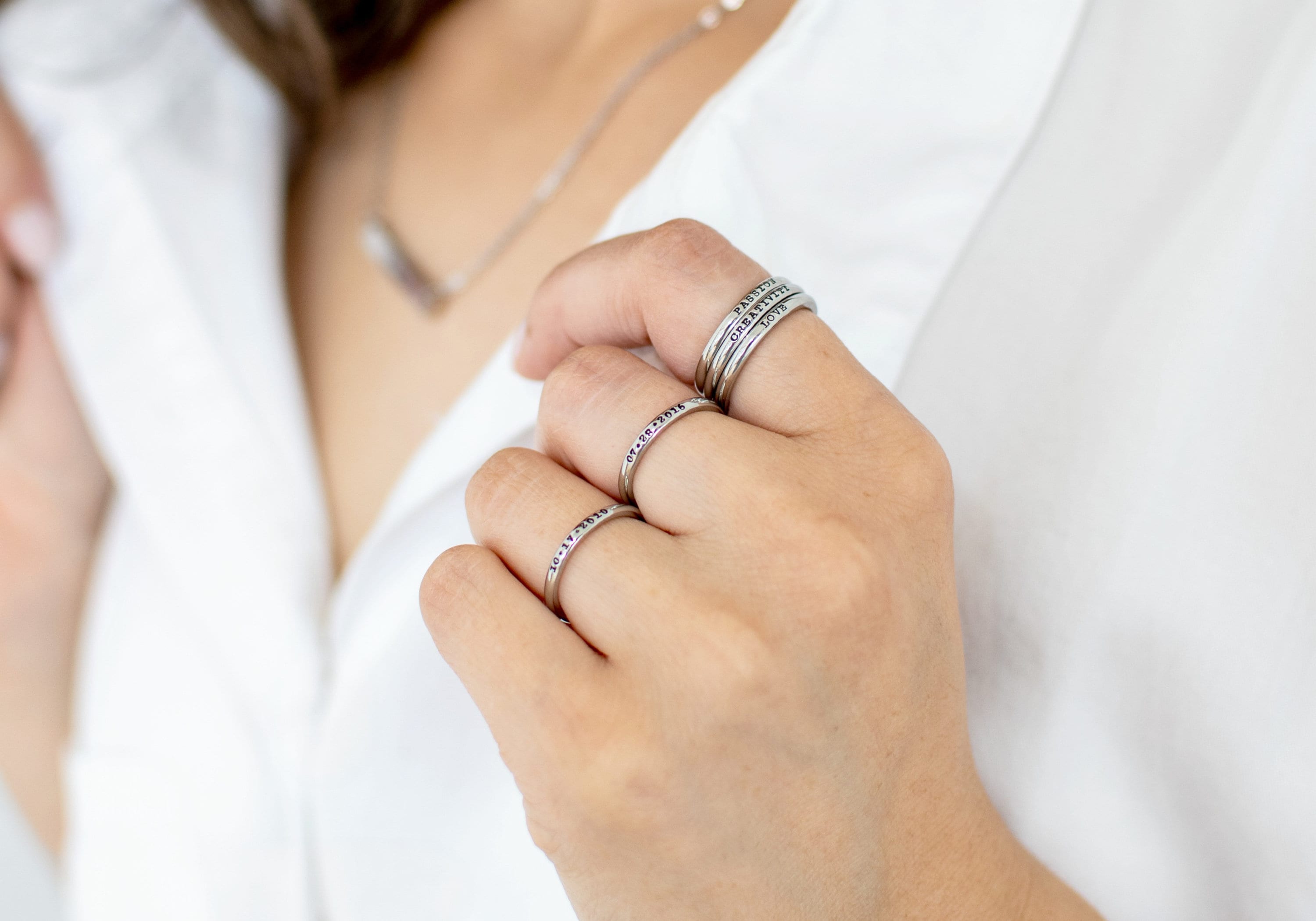 Stackable Name Rings 2mm Personalized Stacking Ring Hand - Etsy Canada