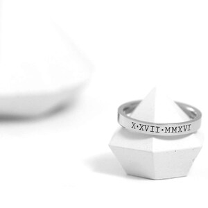 Roman Numeral Ring Personalized 3mm - Anniversary Gift - Stamped Rings ...