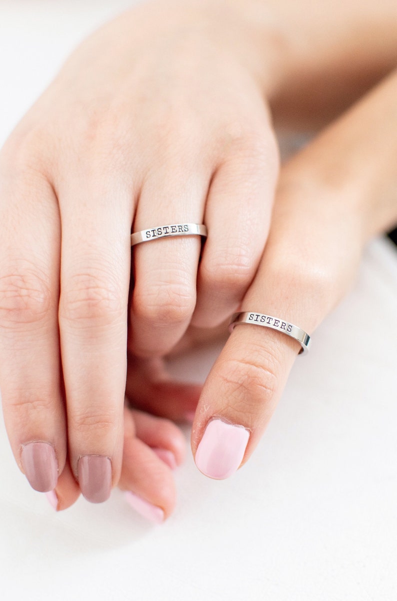 Sister Gift Sister Rings Personalized 3mm Stamped Ring - Etsy