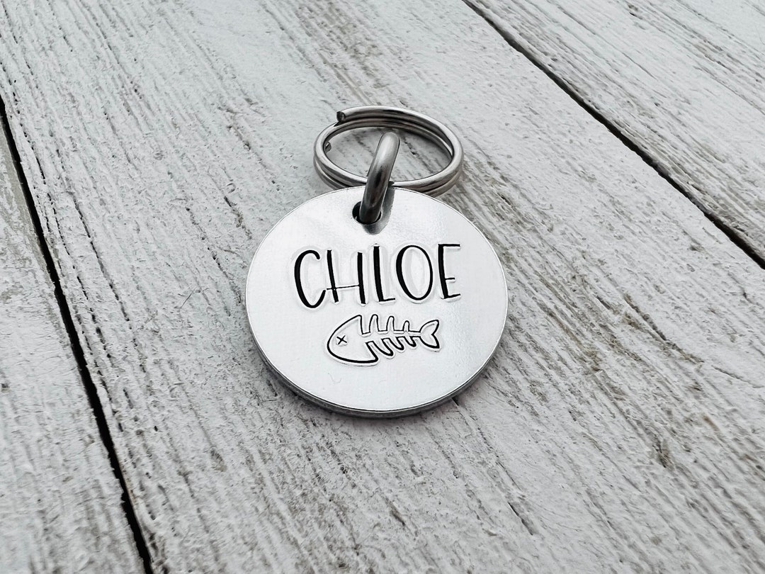 Personalized Cat Collar Name Tag - Stamped Metal Pet Tags - Pet Collar ...