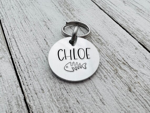 Personalized Cat Collar Name Tag Stamped Metal Pet Tags - Etsy