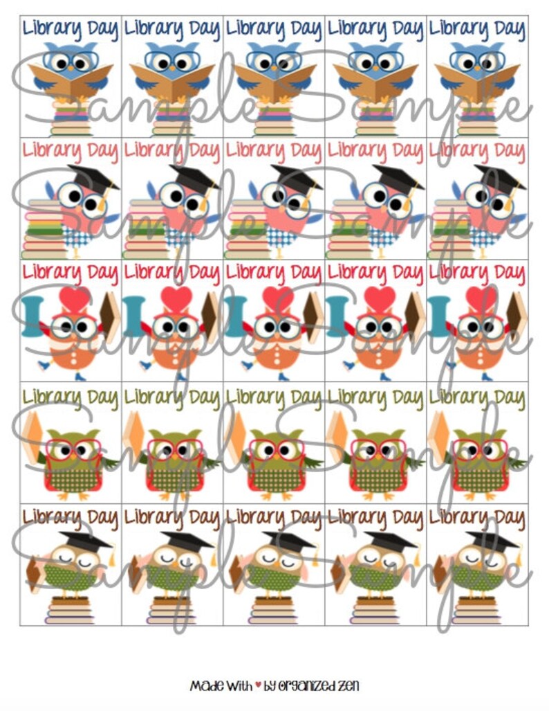 Instant Download! ECTP Teacher Stickers to Mark "library Day" in the ...