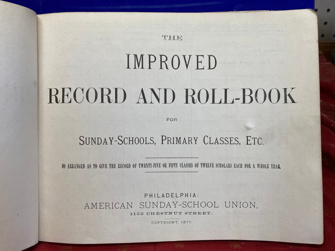 1887 Antique Sunday School Rollbook With the Names of Pupils and ...