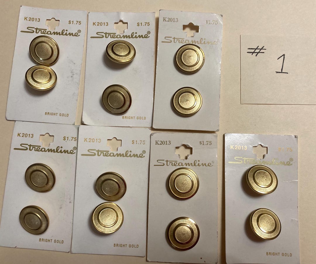 1970s Gold-tone Vintage Streamline Buttons With Designs of Anchors ...