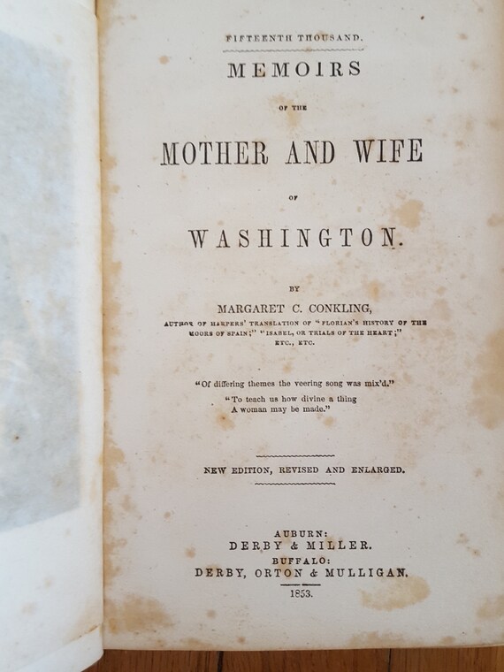 1853 Biography lives of Mary and Martha Washington - Etsy