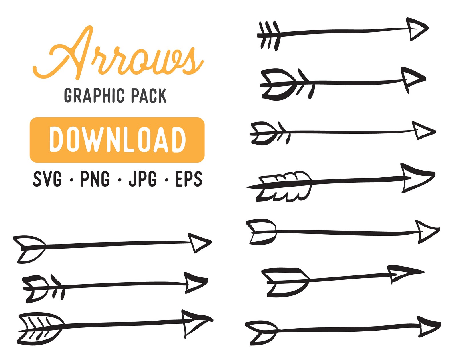 Hand Drawn Arrow Clipart Hand Drawn Arrow Png Hand Drawn | Etsy