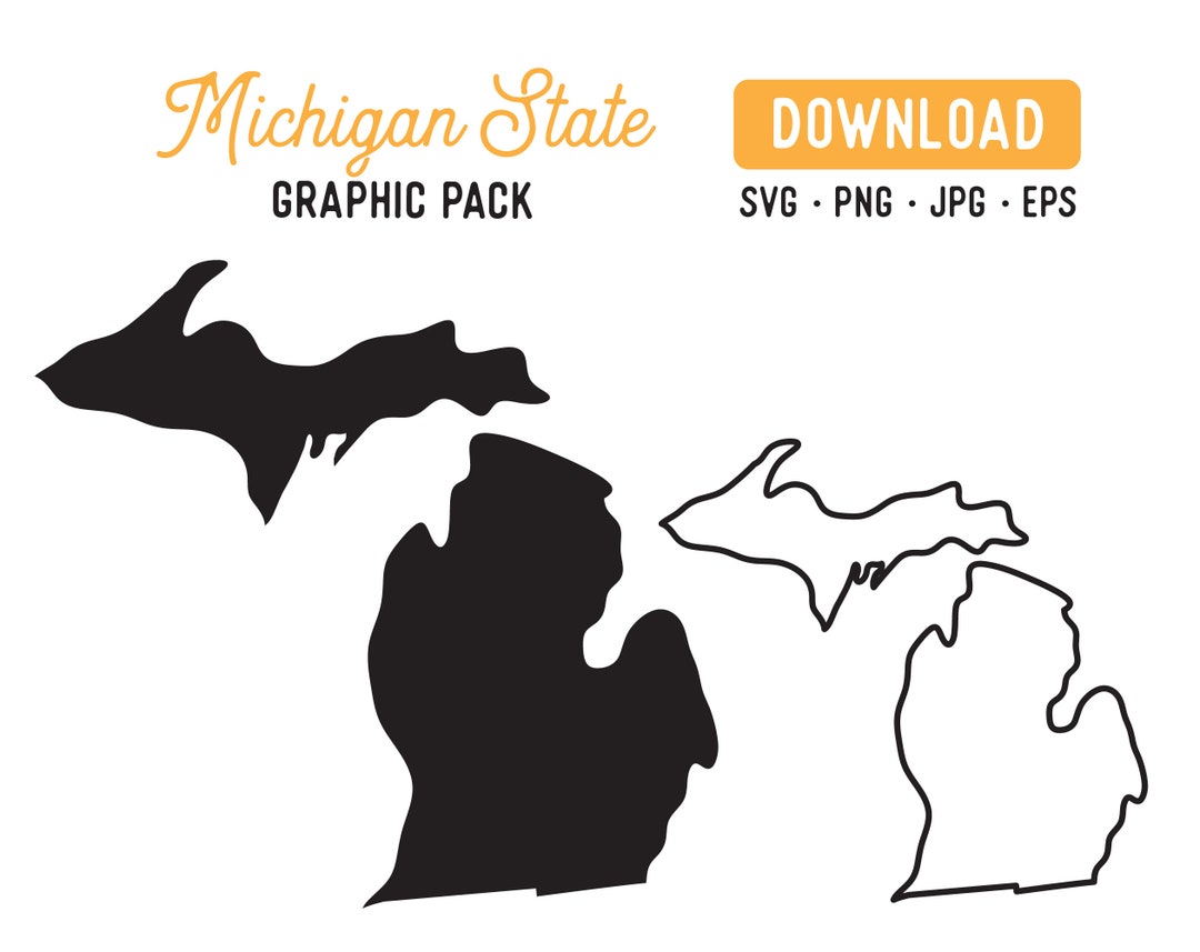 Michigan SVG Vector State Clipart Bundle - Michigan EPS - Michigan ...
